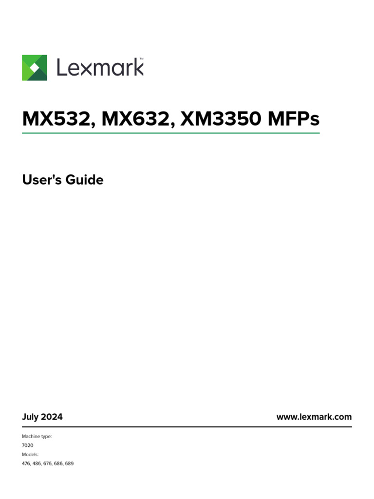 Lexmark MX532/MX632 User Guide | PDF | Image Scanner | Paper