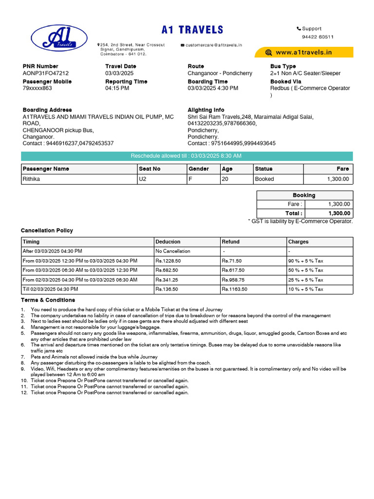 Eticket AONP31FO47212 | PDF | Bus | Public Transport