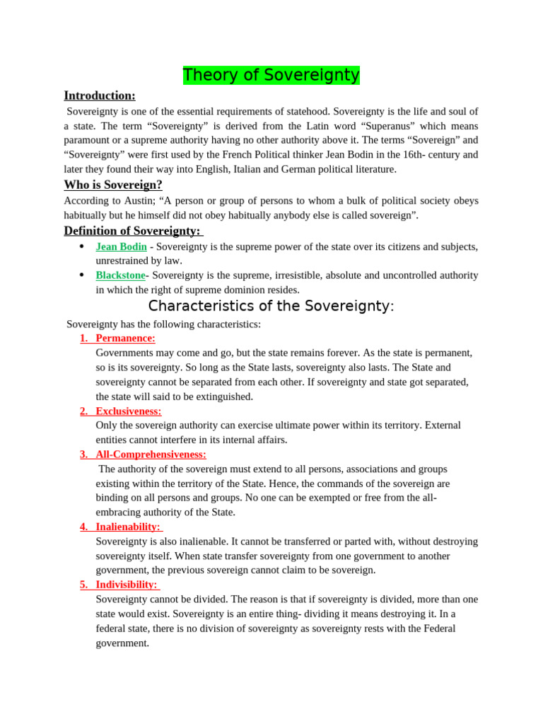 Theory of Sovereignity by M.saqib | PDF | Sovereignty | Political Science