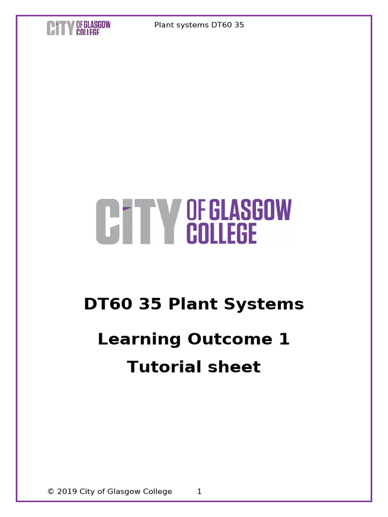 Plant Systems Outcome 1 Assessment Tutorial | PDF | Pump | Gas Technologies