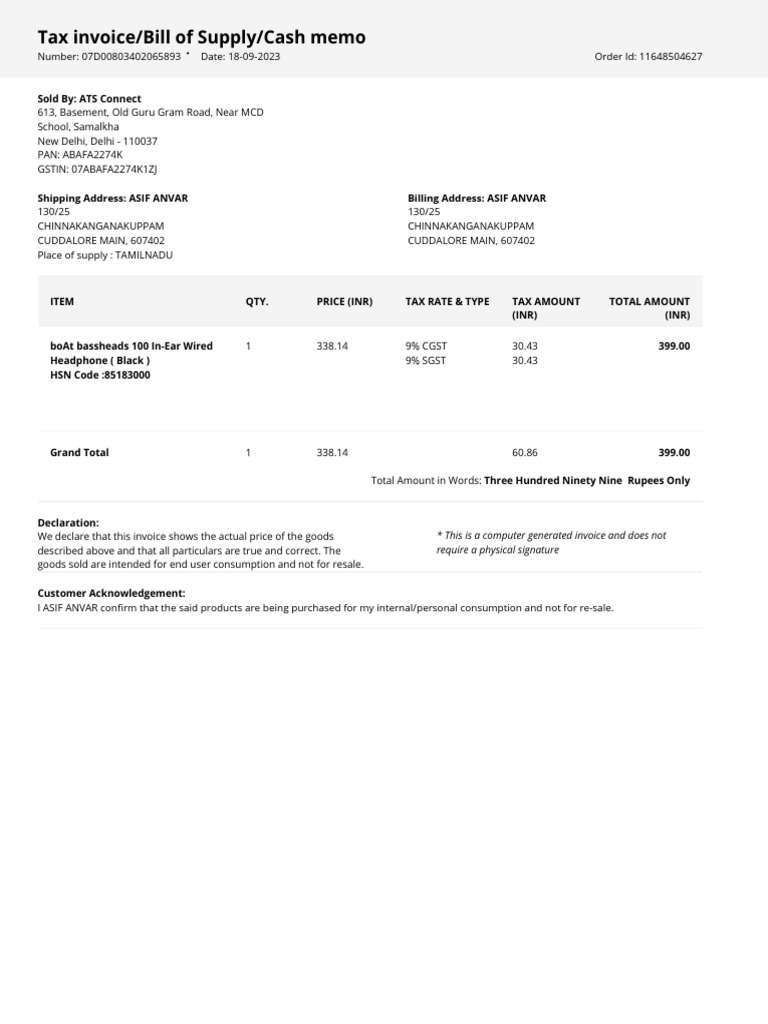 Boat Basshead 100 Invoice | PDF