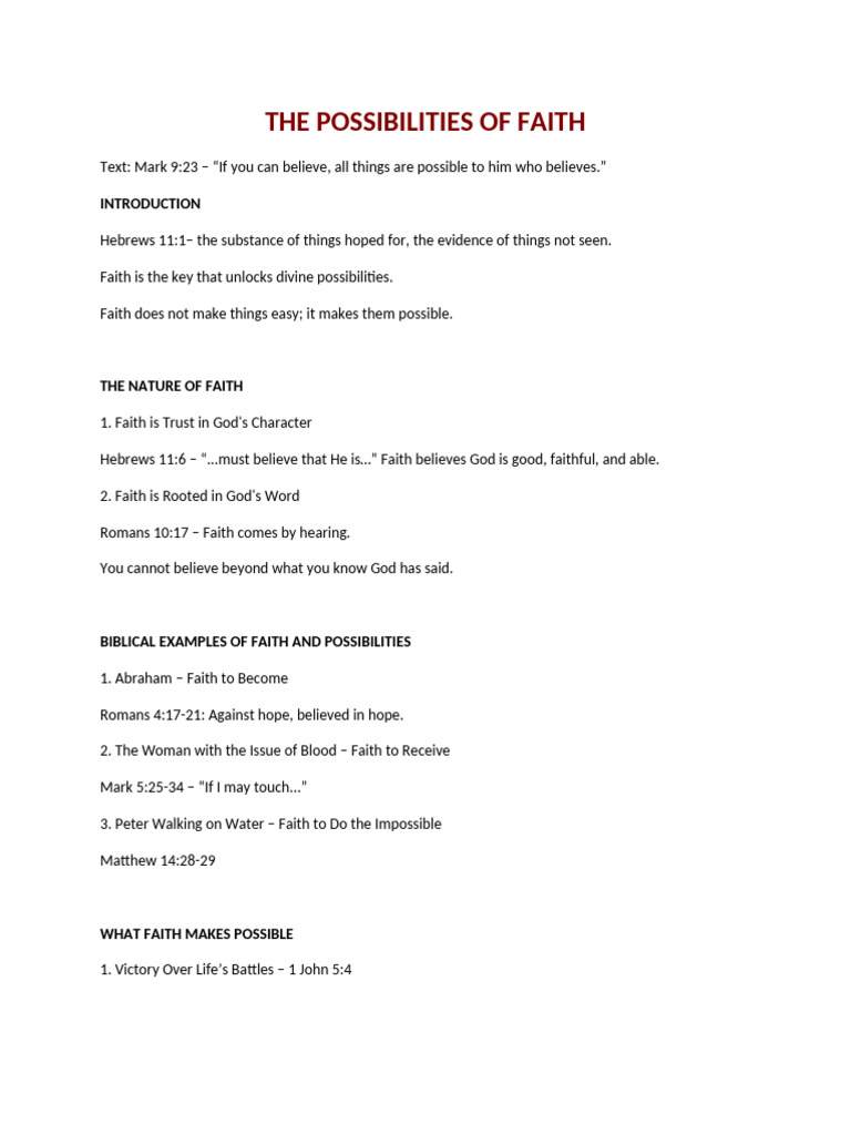 The Possibilities of Faith | PDF