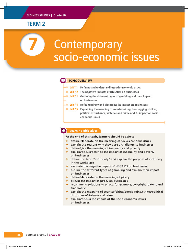 Grade 10 Socio-Economic Issues - Notes | PDF