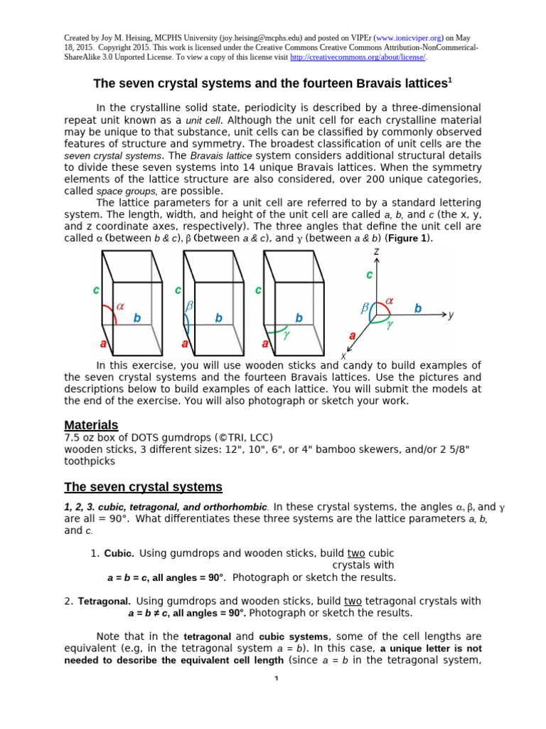 Crystal Systems and Bravais Lattices 2015 VIPEr PDF | PDF | Crystal ...