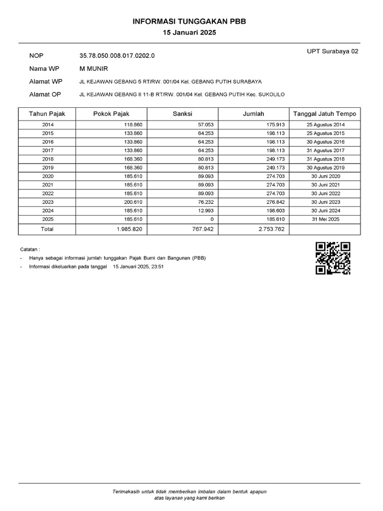 Inf-Tunggakan-35 78 050 008 017 0202 0-150125235106 | PDF