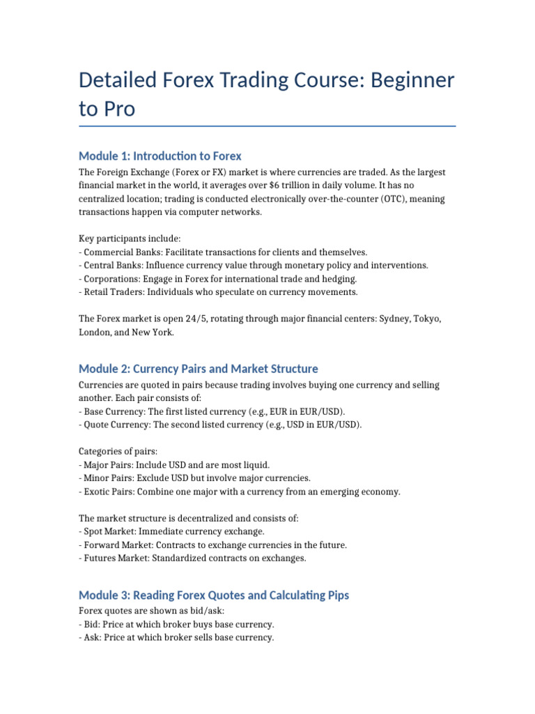 Detailed Comprehensive Forex Course | PDF | Foreign Exchange Market ...