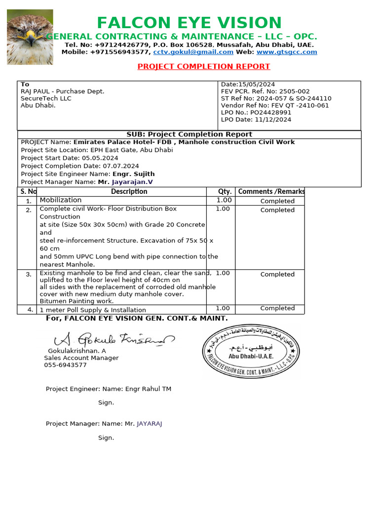 FEV PCR CCTV 2505-002 EPH FDB Manhole Civil Work Work - Project ...