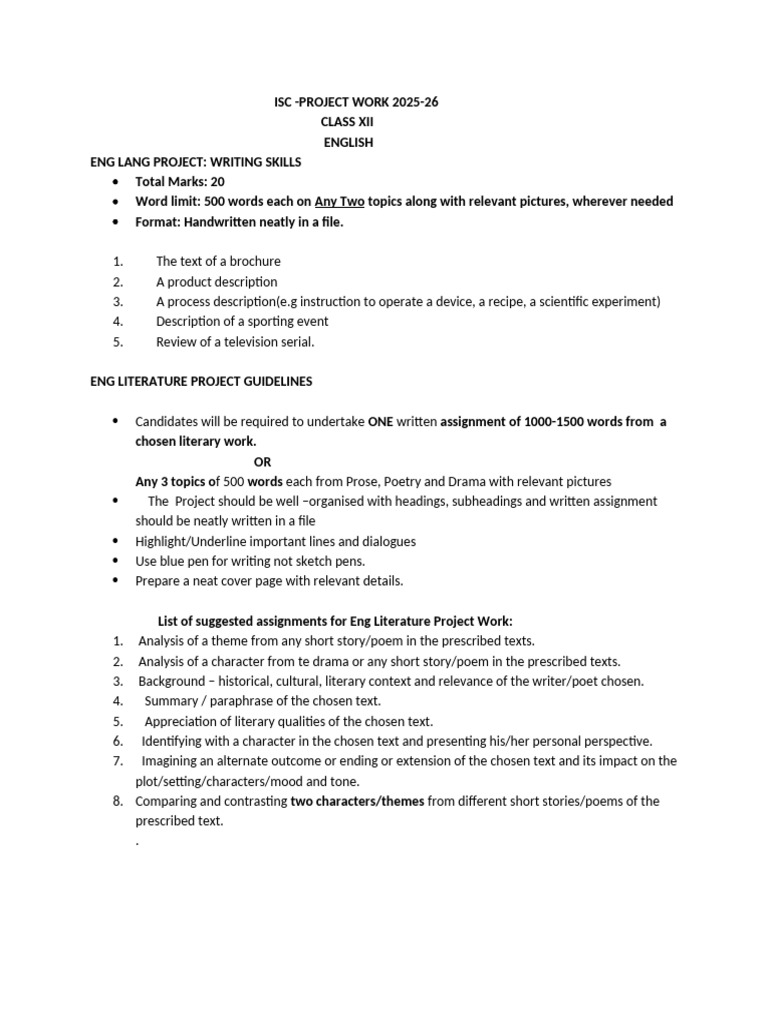 Project English Work - Grade-12 | PDF