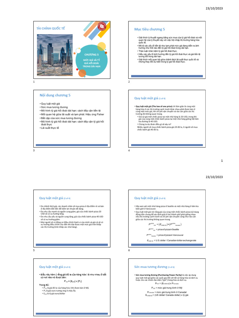 Lecture 5 Mức Giá Và Tỷ Giá Hối Đoái Trong Dài Hạn Compatibility Mode | PDF
