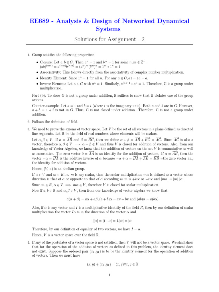Nds Assignment 2 Solution Set Pdf Vector Space Field Mathematics