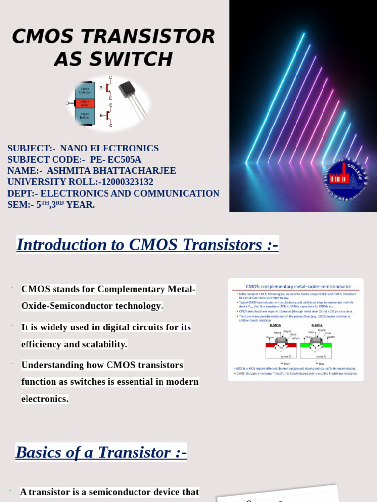 CMOS Transistor As A Switch - 12000323132 - Ashmita Bhattacharjee | PDF ...