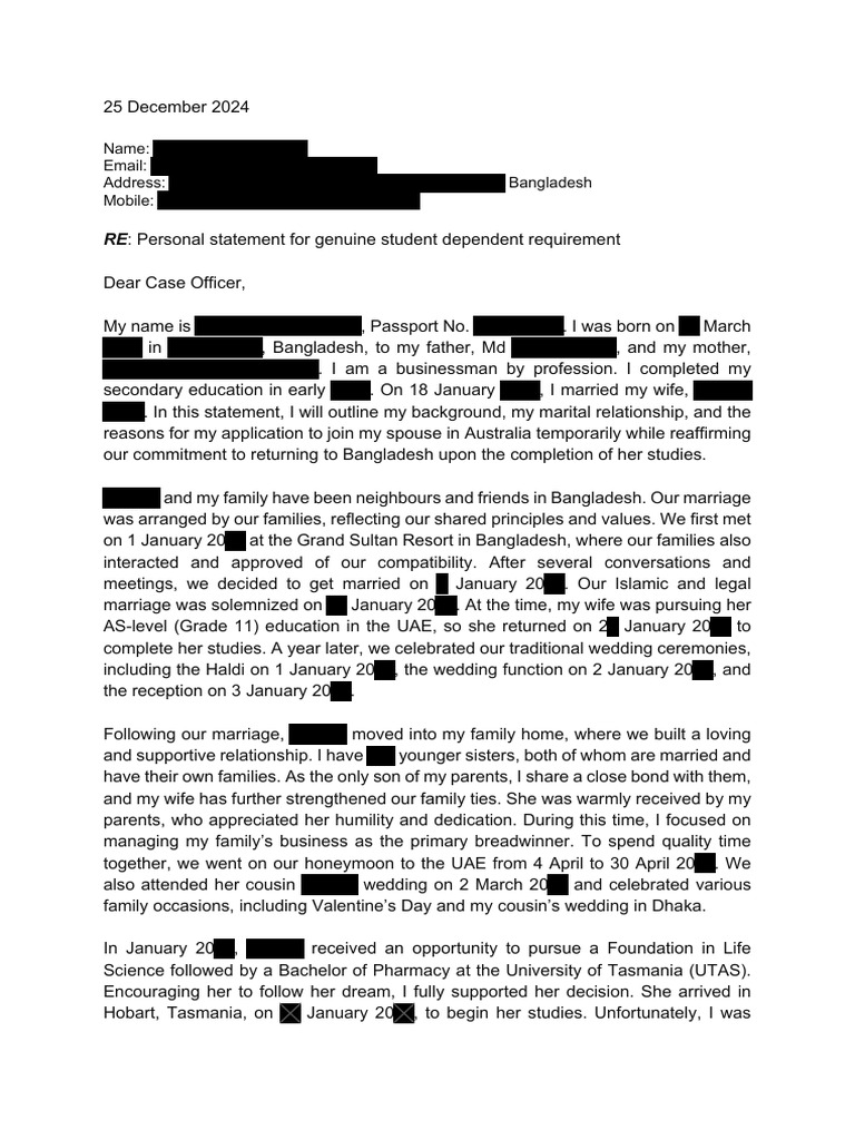 Genuine Student Dependent Statement | PDF | Family | Marriage