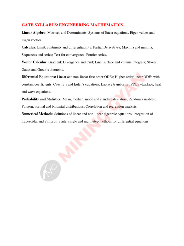 GATE Engineering Mathematics Syllabus | PDF