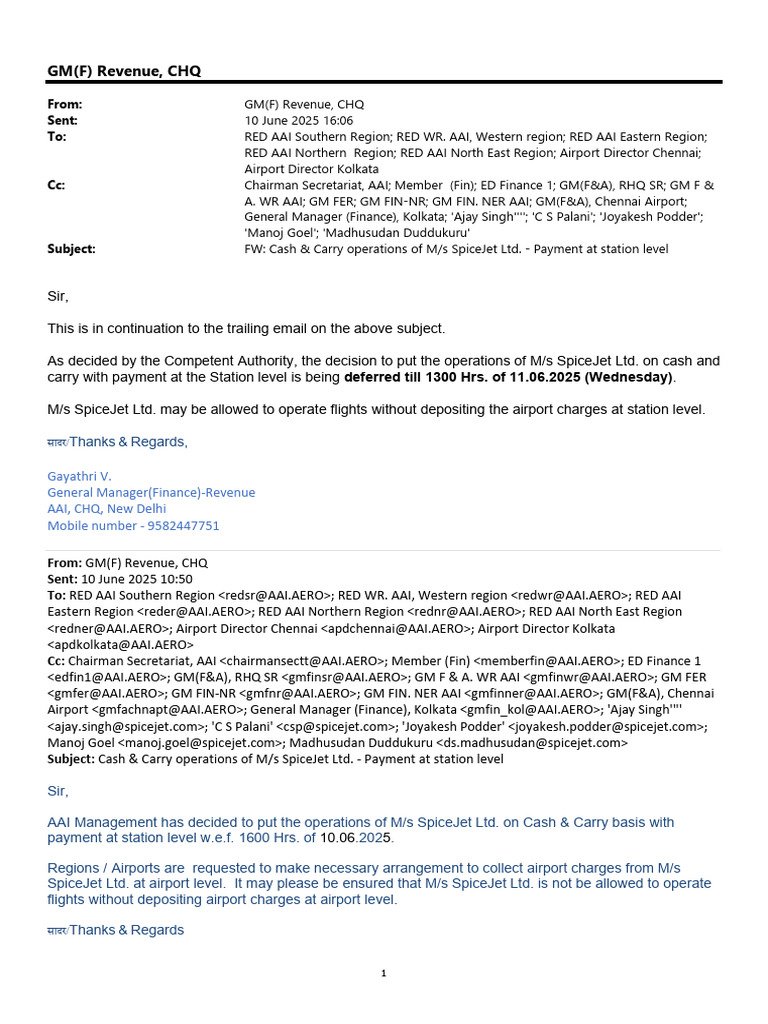 Cash & Carry Operations of SJ - Deferred Till 1300 Hrs. of 11.06.2025 ...