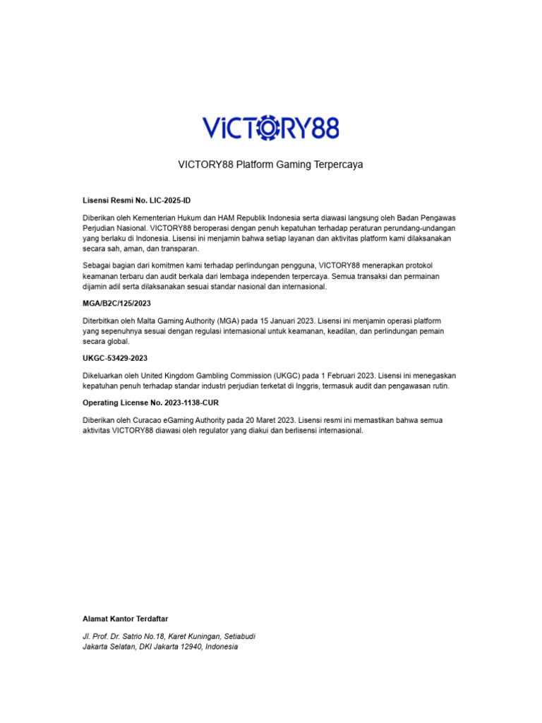 Victory88 Platform Game Resmi Indonesia | PDF