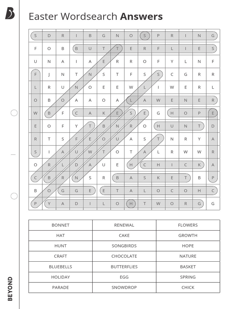 Easter Wordsearch (Answers) | PDF