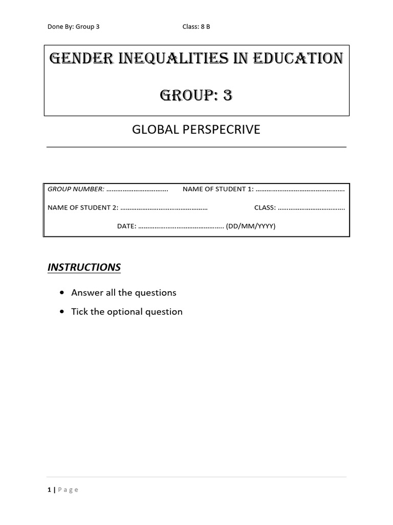 Gender Inequalities in Education Analysis | PDF | Learning