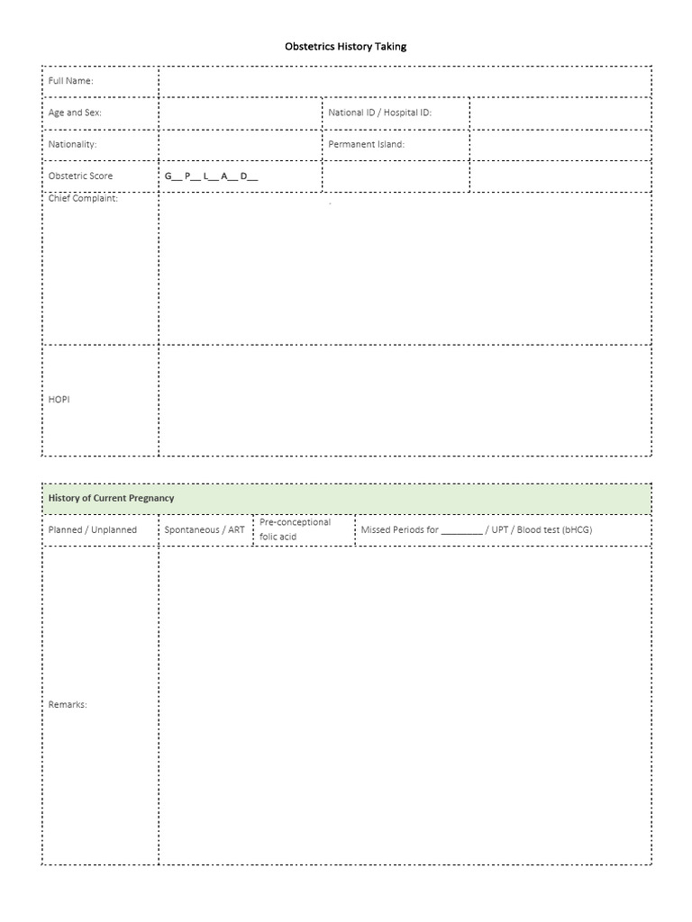 Copy of Obstetrics History Template ANOOF PDF | PDF | Pregnancy ...