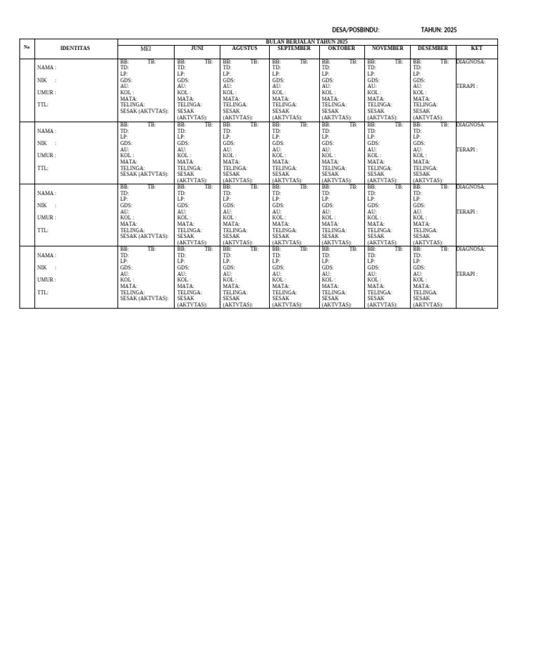 Form Posbindu Baru | PDF