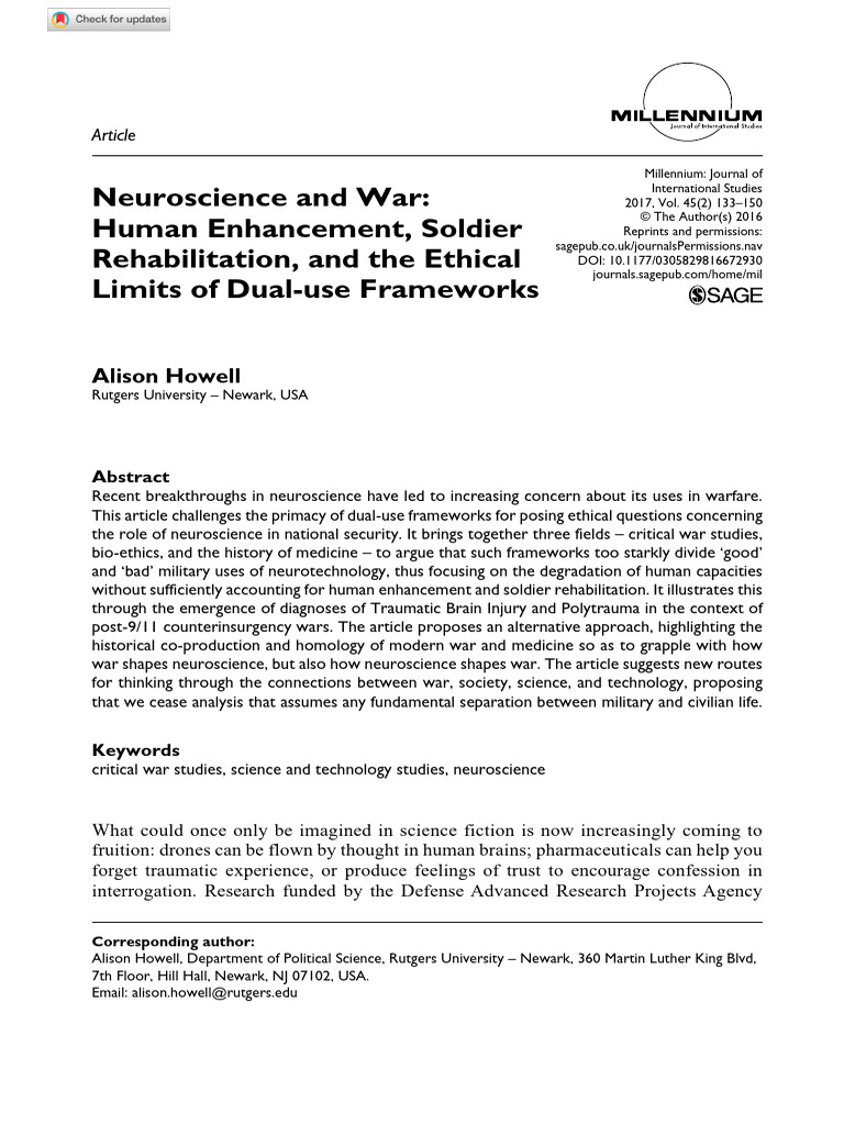 Neuroscience's Role in Warfare Ethics | PDF | Neuroscience ...