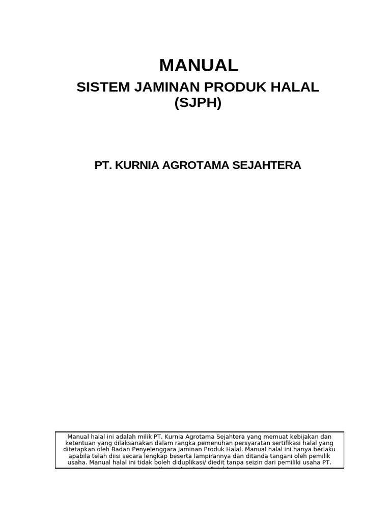 Manual Sistem Jaminan Halal PT. KAS | PDF