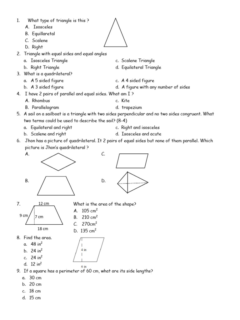Math Grade 5 Final Sem 2 | PDF | Area | Triangle
