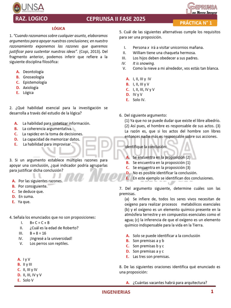 p1 - Raz Logico | PDF | Inferencia | Lógica