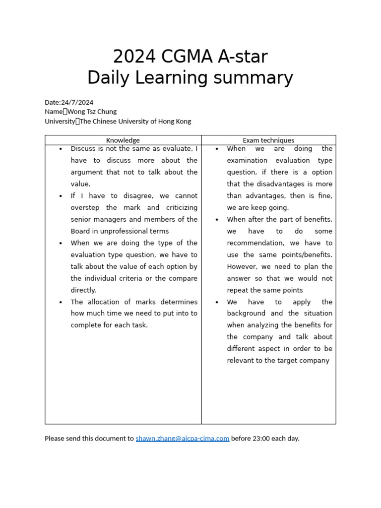 Daily Learning Summary 2024 - 25:7 | PDF