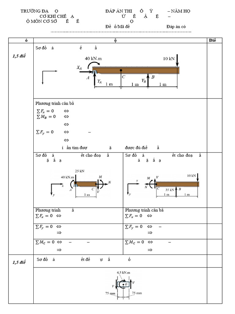 Đáp Án Thi Cuối Kỳ SBVL 2024-2025 - Hệ Đại Trà - Thi Ngày 31-12-2024 | PDF