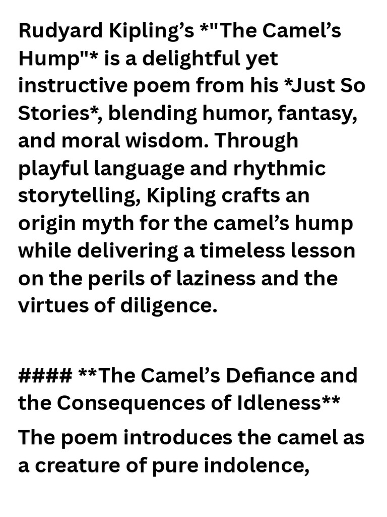 The Moral of The Camel's Hump | PDF