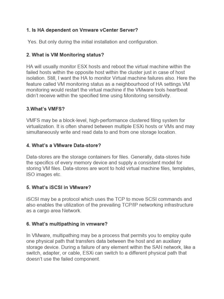 VMware 50 Question and Answer | PDF | Virtual Machine | Computer Network