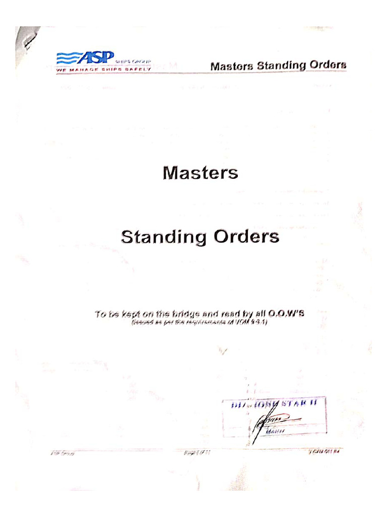 Masters Standing Order | PDF