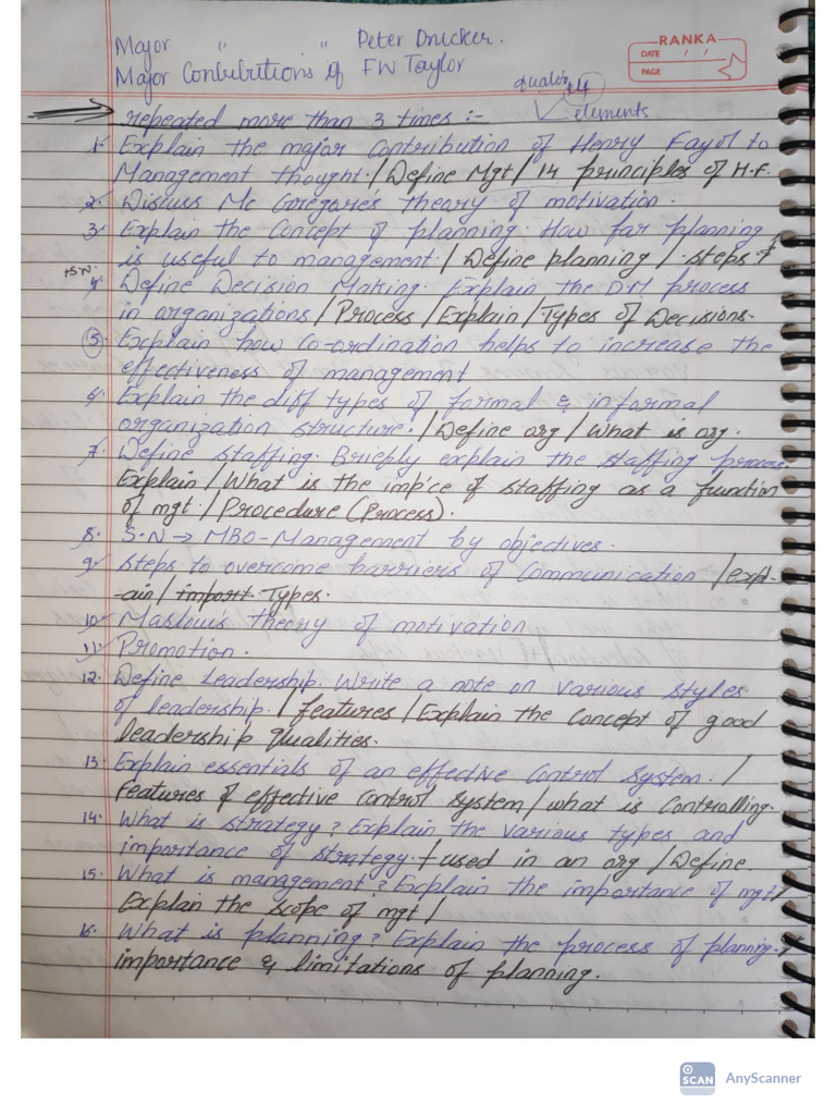 PPM - Repeated Questions ! | PDF