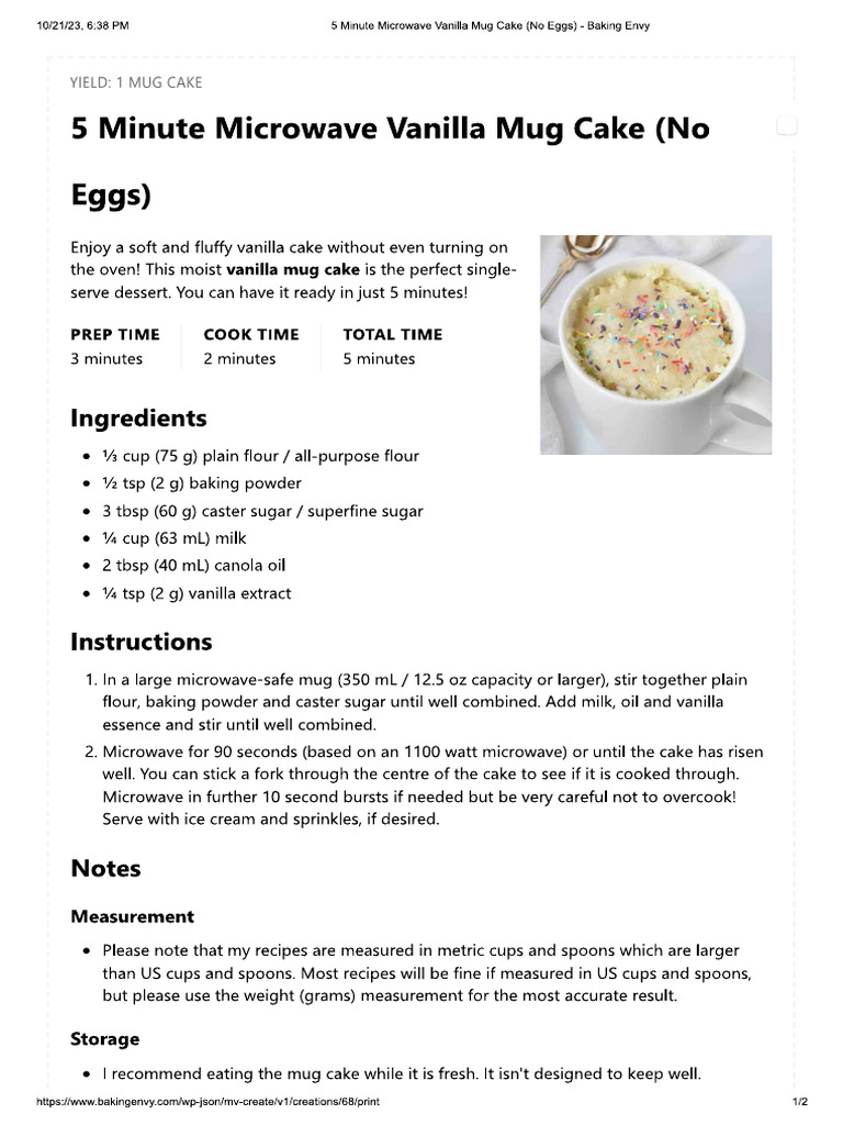Vanilla Mug Cake | PDF