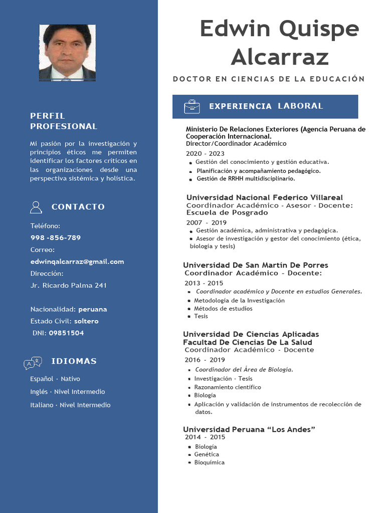 CV Documentado Mayo 2025 | PDF | Maestros | Perú