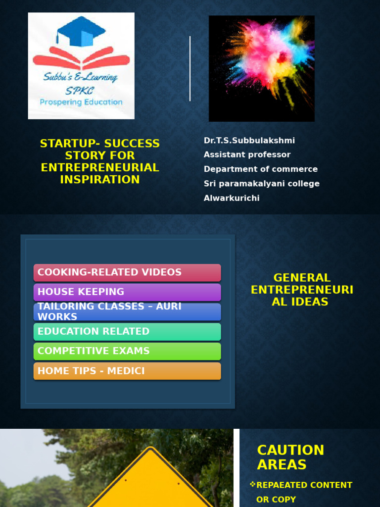 Startup - Success Story For Entrepreneurial Inspiration | PDF