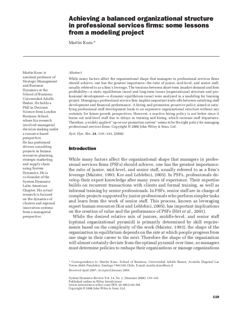 Achieving Balanced Organizational Structure in Psf. Lessons From A ...