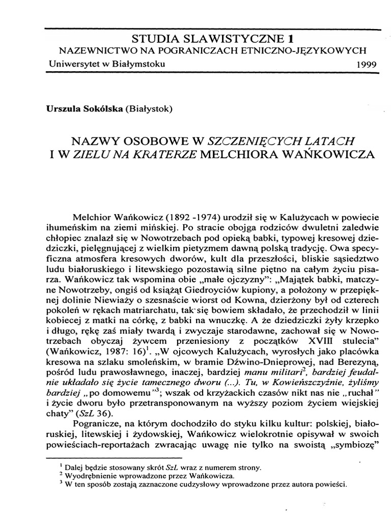 U Sokolska Nazwy Osobowe | PDF