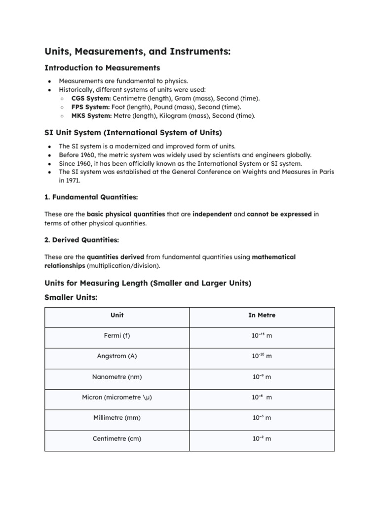 Unit & Measurements Material | PDF | Measurement | International System ...