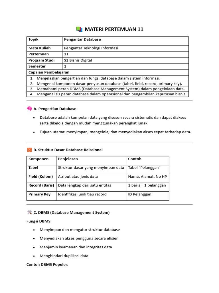 Per 11 Pengantar Database | PDF
