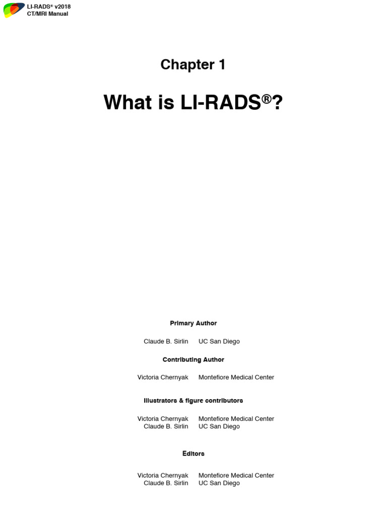 Chapter 1 LIRADS Introduction What Mission Vision | PDF | Radiology ...