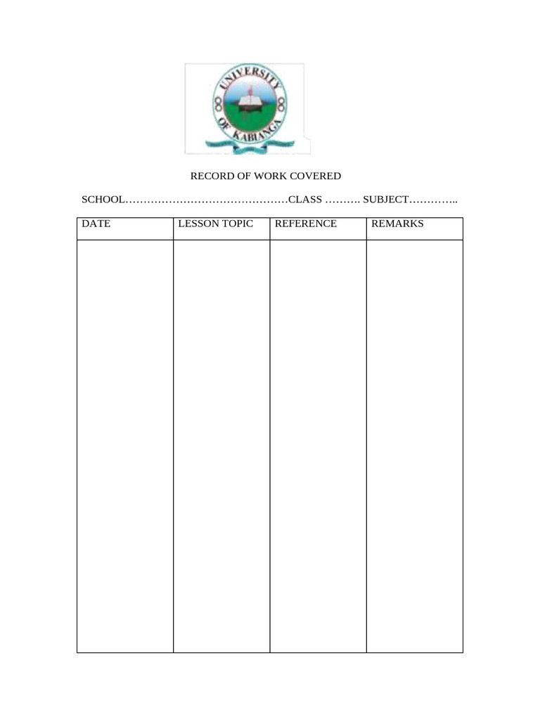 Record of Work Covered | PDF