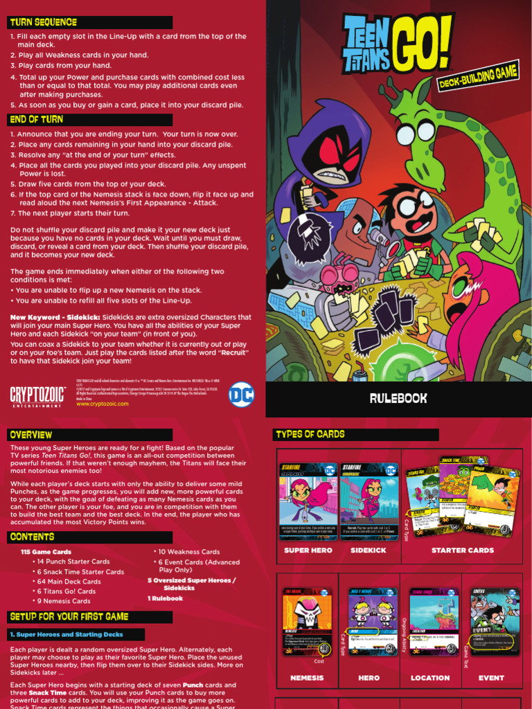 Teen Titans Go! Game Rulebook | PDF | Superheroes | Card Games