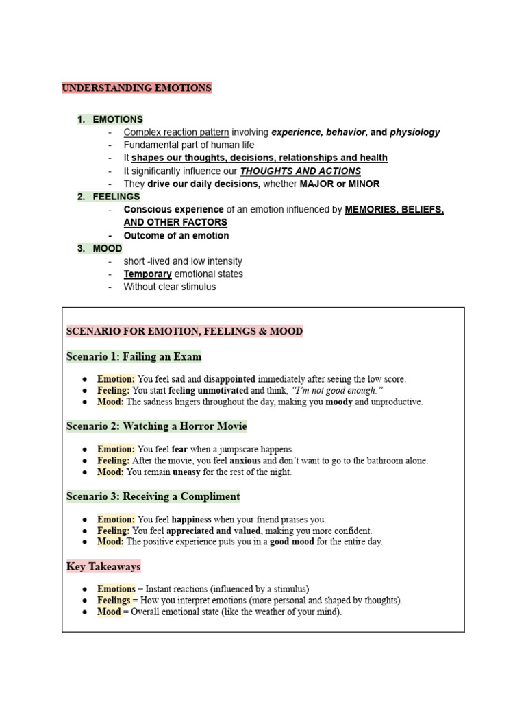 Human Emotion W Scenarios | PDF | Emotions | Fear