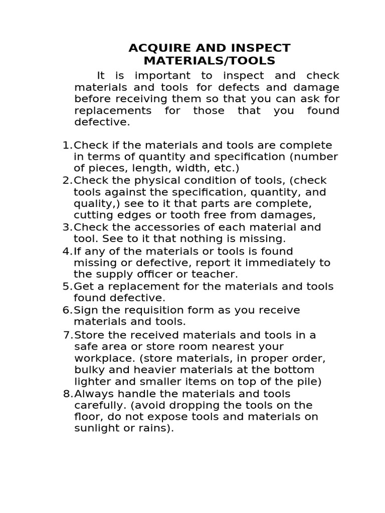 Acquire and Inspect Materials Carpentry | PDF