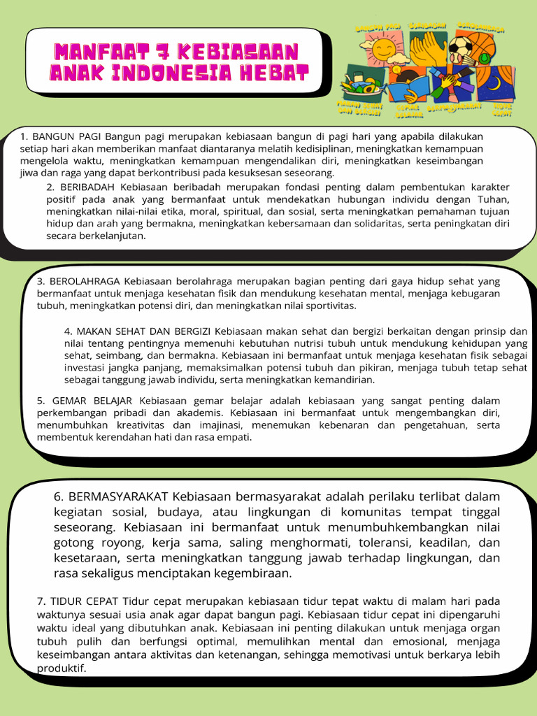 Jurnal 7 Kebiasaan Anak Indonesia Hebat PDF | PDF