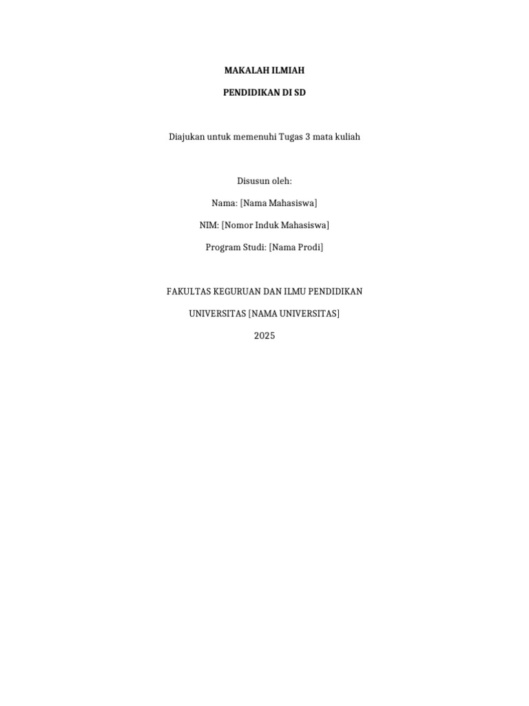 Cover Makalah Pendidikan Di SD Tugas 3 | PDF