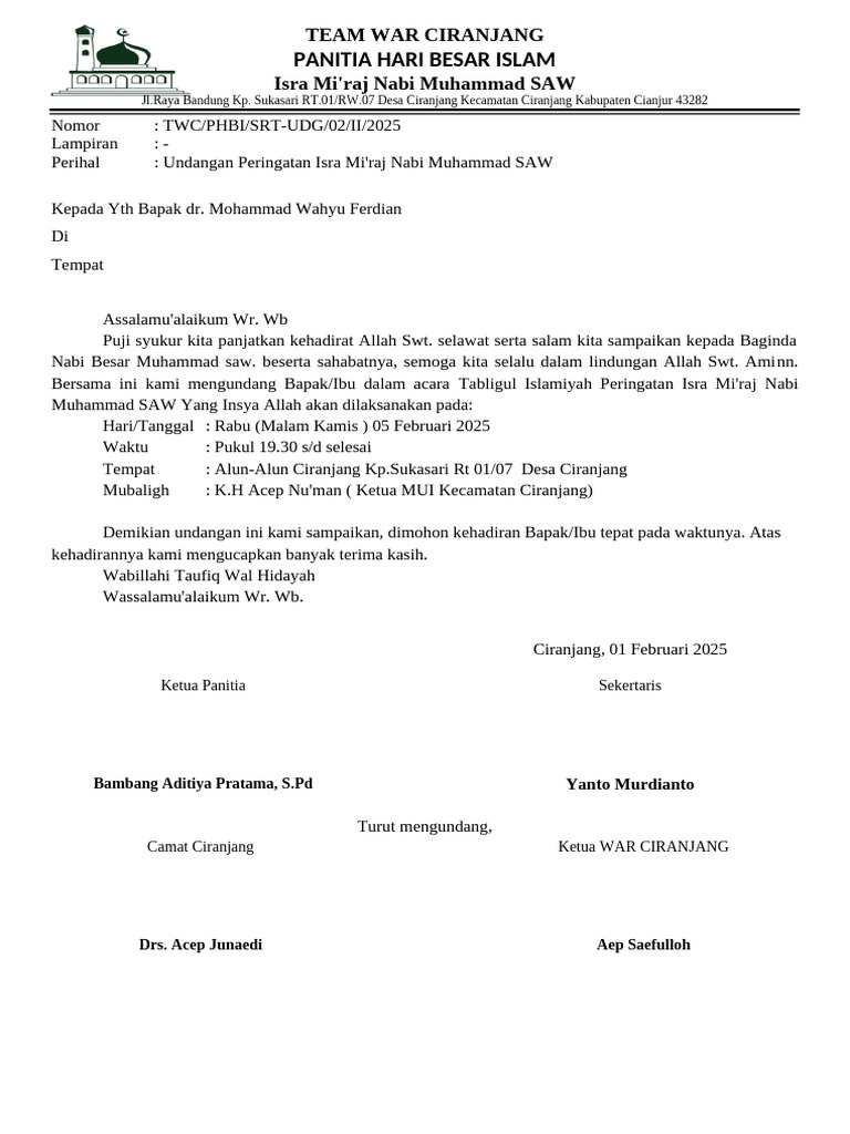Undangan Phbi Team War | PDF