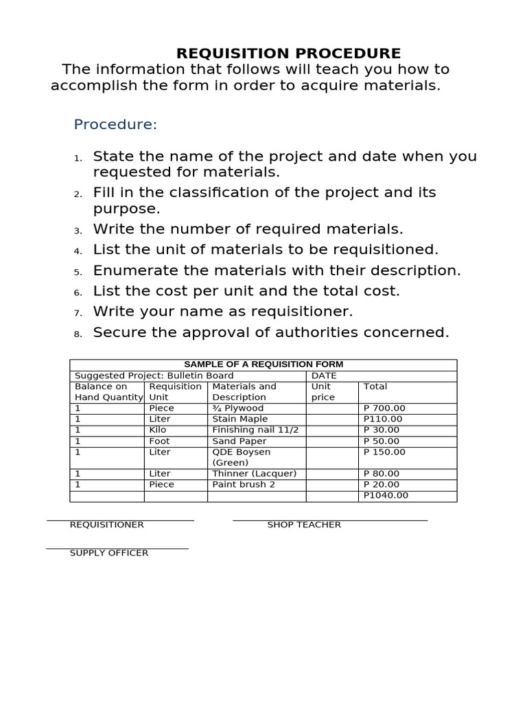 Requisition Procedure | PDF