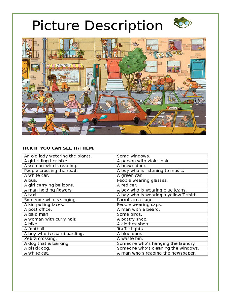 Picture Description Tick If You Can See It - 155769 | PDF